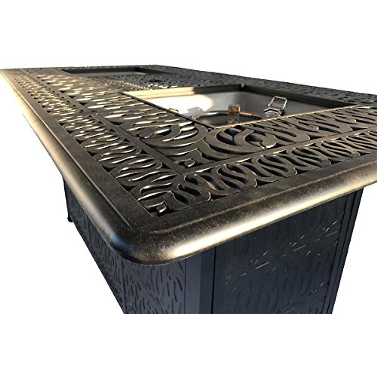 Bar Height fire Pit Dining Set 9 Piece cast Aluminum Patio Furniture Sunbrella Cushions