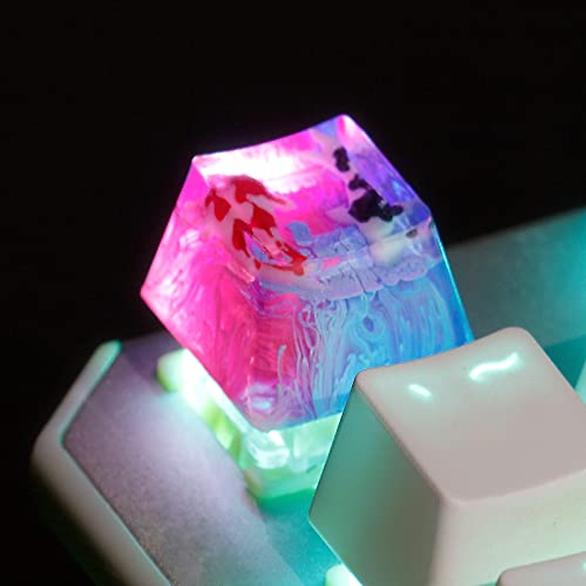 Backlit Key Cap for Cherry MX Mechanical Koi Fish Resin Artisan Keycaps 1U