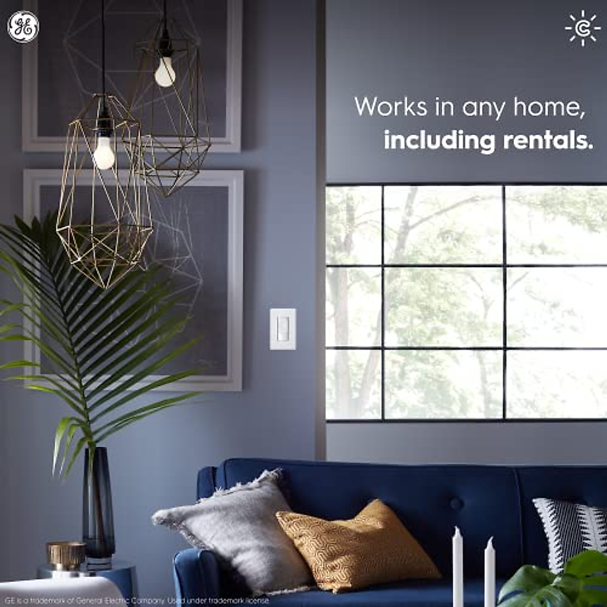 GE CYNC Smart Dimmer Light Switch, Wire-Free, Bluetooth and Wi-Fi Light Switch, Works with Alexa and Google Home