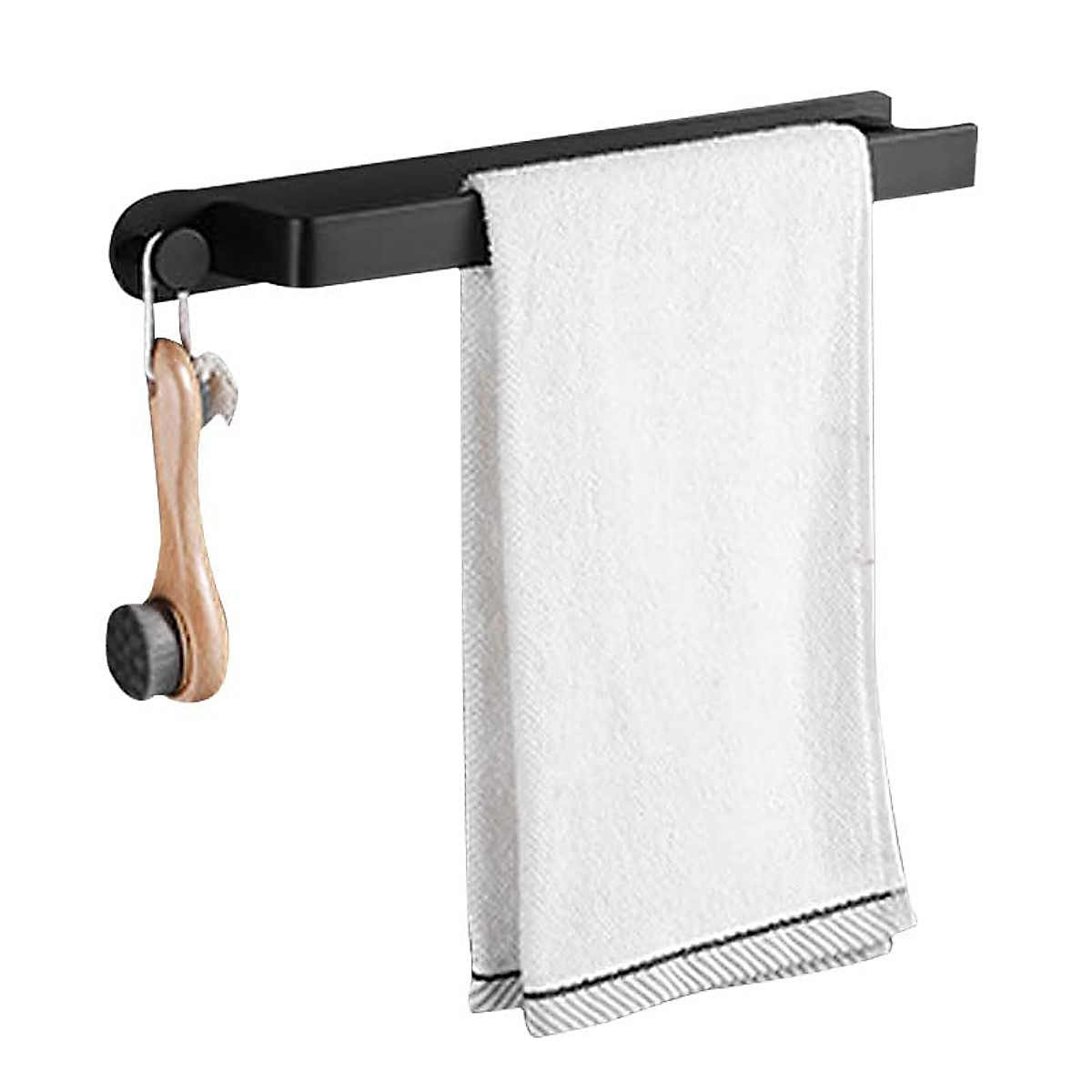 BestYiJo Tower Rack Self Adhesive Tower Bar, Thicken Stainless Steel Tower Holder for Bathroom Wall Mounted, Bathroom Towel Storage, Bathroom Accessories Tower Hanger with Hook (Silver)