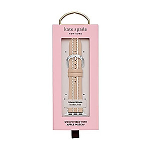 Kate Spade New York Women's Leather Apple Watch Band 38mm 40mm Color: Vachetta/White (Model: KSS0003)