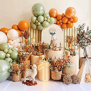 Sage Green Brown Balloons, Fall Balloons Orange Brown Yellow Balloons Burgundy balloons for Thanksgiving Wild Woodland Theme Party Birthday Baby Shower Wedding Bridal Shower Anniversary Decorations