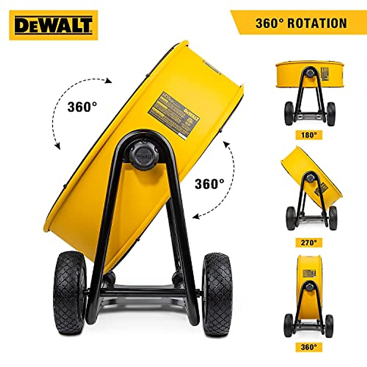 DEWALT Drum Fan High-Velocity Industrial, Drum, Floor, Barn, Warehouse Fan, Heavy Duty Air Mover with Adjustable Tilt & Large Wheel, 24", Yellow DXF2490,Black/Yellow