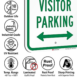 SmartSign-K-5661-EG "Customer and Visitor Parking" Sign with Bi-directional Arrow | 12" x 18" 3M Engineer Grade Reflective Aluminum