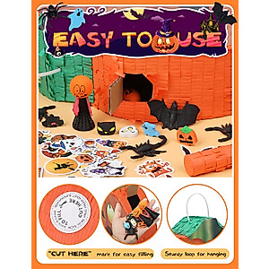 Halloween Pumpkin Piñata - 74pc Set: Complete Party Game with Toys, Goodie Bags, Bat & Blindfold - Perfect for Kids' Birthdays, Classroom Prizes & Festive Decorations