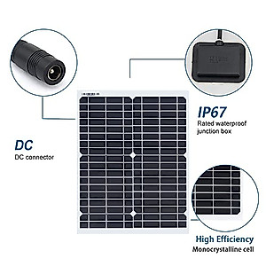 XINPUGUANG 20 Watt 12 Volt Solar Panel Solar Trickle Charger Portable Power Maintainer Cigarette Lighter 5V USB for Car Boat Motorcycles Cell Phone Tablet and Other Electronic Devices