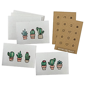 Sugartown Greetings Succulents & Cactus Notecards Set - 24 Blank Succulent Cards with Envelopes & Kraft Seals - Great for Personal & Business Thank You, Thinking of You, Sympathy