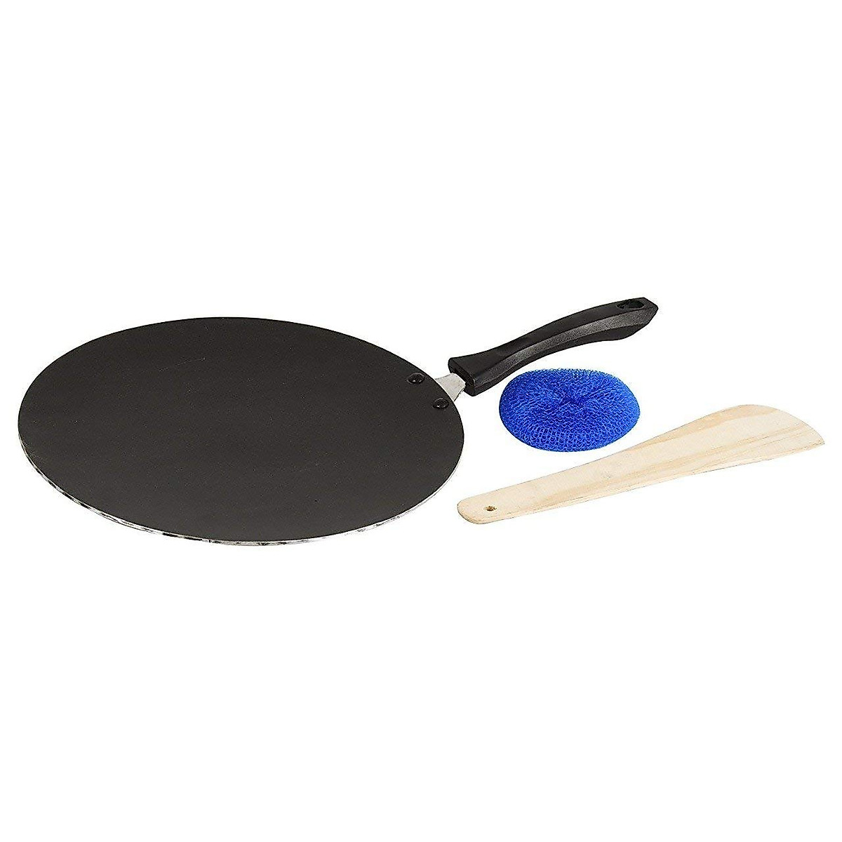 Non-Stick Chapati Tawa/Roti Tawa/Paratha Tawa, Aluminium 2.6 MM with Free Wooden Spatula & Scrubber (275MM) ,Valentine Day Gifts