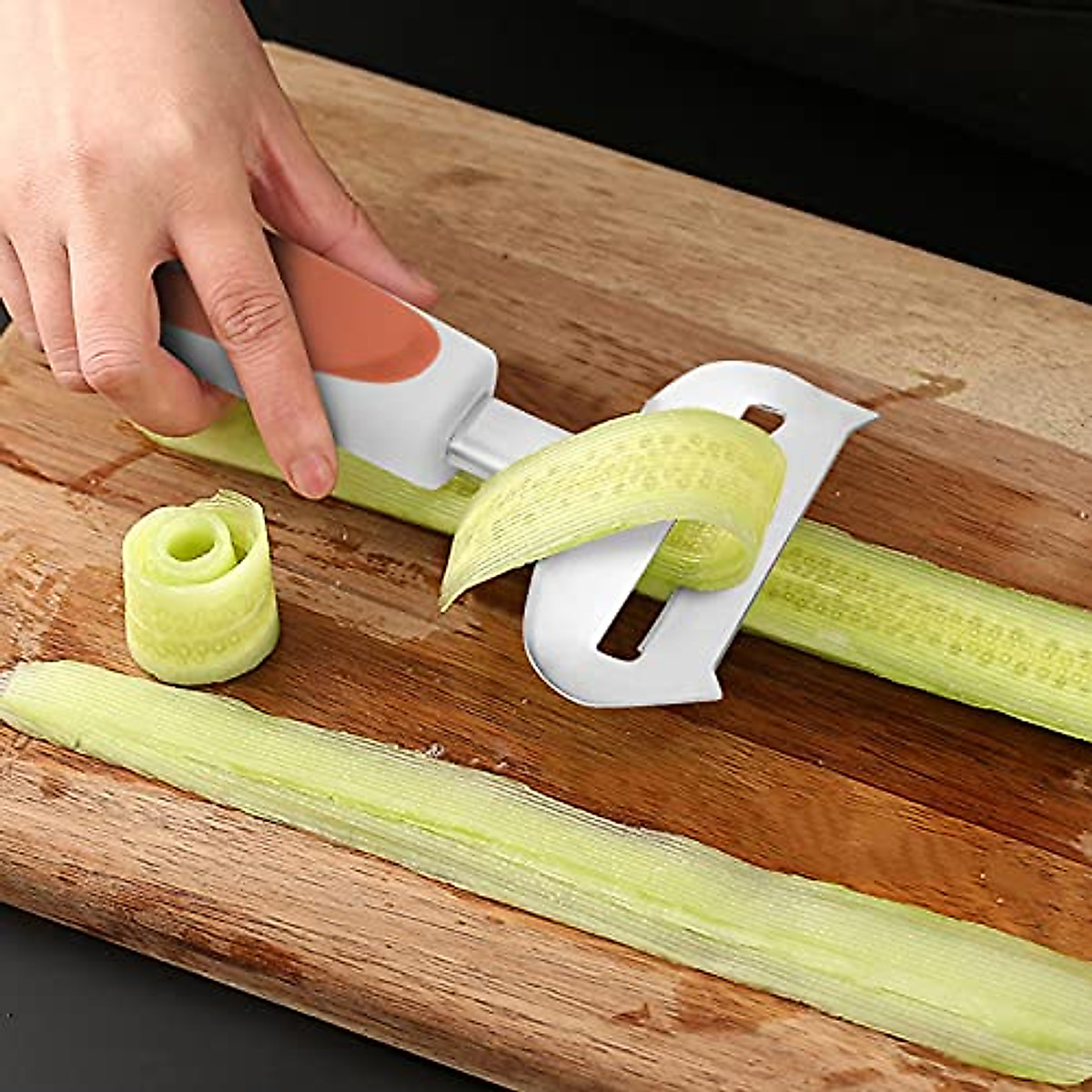 KUFUNG Cheese Slicer Stainless Steel Cheese Knife Heavy Duty Plane Cheese Cutter, Shaver, Server For Semi-Soft, Semi-Hard Cheese (7.2 inch, Orange)