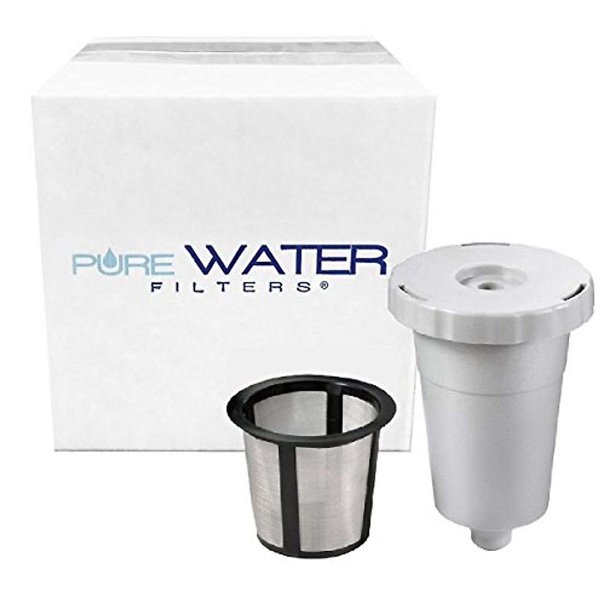 Reusable Coffee Holder and Filter Set, Grey 3 part with filter basket works with Keurig My K-Cup Home brewers by PureWater Filters
