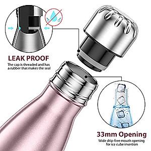 Flask Water Bottles: Sportneer 26oz Insulated Stainless Steel Water Bottle Reusable Double Walled Metal Bottle Cola Shape Thermos LeakProof 24 Hours Cold 12 Hours Hot for Travel Hiking 750ml Rose Gold