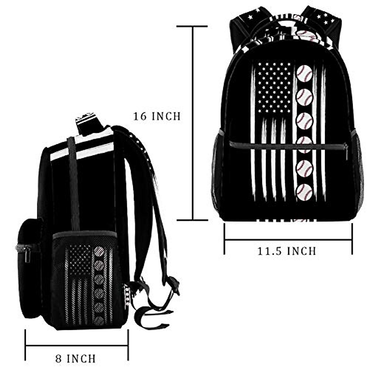 Schoolbag Bookbag Baseball American Flag Backpack for Teen Girls Boys School Bags Laptop Bag