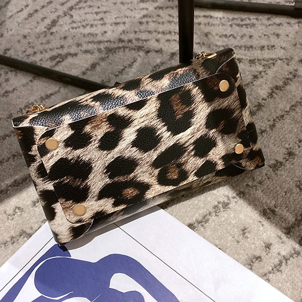 AOXIANG Small Leopard Print PU Leather Crossbody Bag Shoulder Purse Cell Phone Pouch Handbag Waist Bag, Brown, One Size