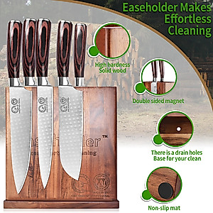 Easeholder Magnetic Knife Block without Knives, Double Side Magnetic Knife Holder Stand, Acacia Wood, Extra Large Capacity Magnet Knife Storage for Knives and Utensils, Kitchen Organizer Rack Tool