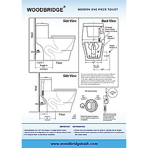 WOODBRIDGE T-0018/B-0735 Dual Flush Elongated One Piece Soft Closing Seat, Comfort Height, White T-0018/B0735, Modern Toilet
