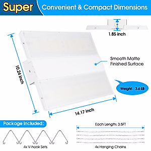 Yolovis 2 Pack 1.2FT LED High Bay Shop Light, 160W Linear Mini Shop Light, Super Bright 22000LM 138LM/W, 120-277V, 0-10V Dimmable, 5000K Daylight Hanging Light for Garage Workshop Warehouse