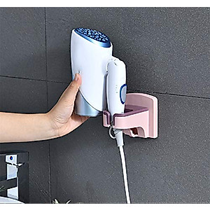 AKOAK 3 Pcs Hair Dryer Holder Stainless Steel Wall Mounted Hair Care Tool Holder Waterproof and Perforation-Free Bathroom Storage Rack