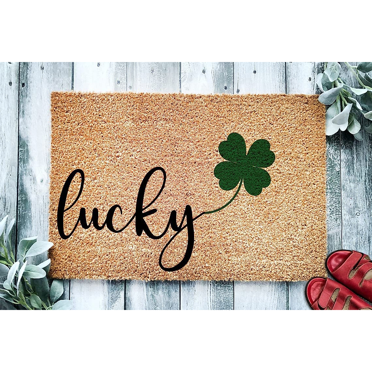 Lucky Shamrock Doormat | St. Patrick's Day Housewarming Gift Door Mat | Premium Quality, Thick 100% Coir Coconut Husk Front & Made in The USA - Doormat (18x30)