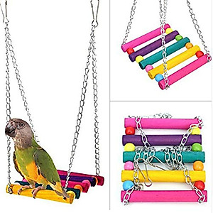 Bird Toys Parrot Toys - 9Pcs Parrot Swing Chewing Toys Cockatiels, Macaws, Parrots, Love Birds, Finches Parakeet Toys Bird Cage Accessories