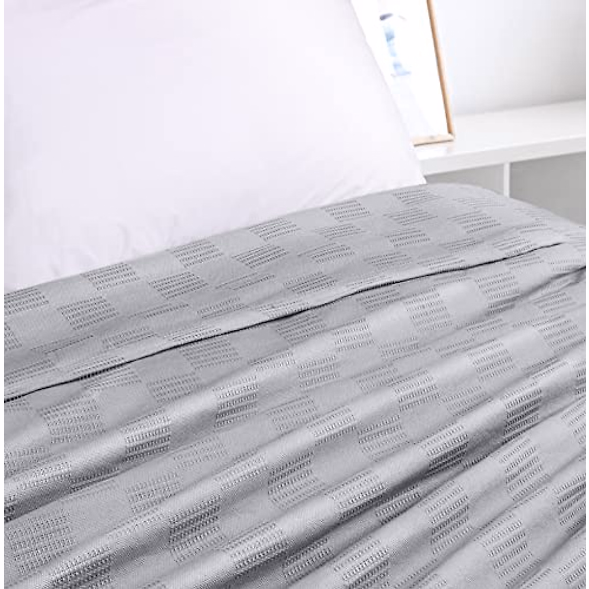 Utopia Bedding 100% Cotton Blanket (Throw Size - 60x50 Inches) 350GSM Lightweight Thermal Blanket, Soft Breathable Blanket for All Seasons (Cool Grey)