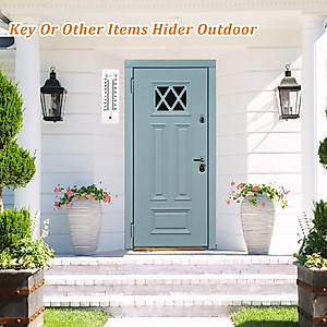 Dexspoeny Key Cabinet Outdoor, Key Lock Box, Thermometer Decorative Hide a Keys Lockbox for Outside Waterproof Dexspoeny Secret Hidden Storage Coins, Money and Hold House Spare Keys for Safe Storage