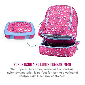 Bentgo 2-in-1 Backpack & Insulated Lunch Bag Set With Kids Prints Lunch Box (Rainbows and Butterflies)