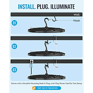 Fullmeii 10Pack 150W UFO LED High Bay Light, 21,000lm 5000K Daylight Commercial Lighting, IP65 Waterproof Shatterproof Fixture with 5' Cable, UL Listed for Industrial Warehouse