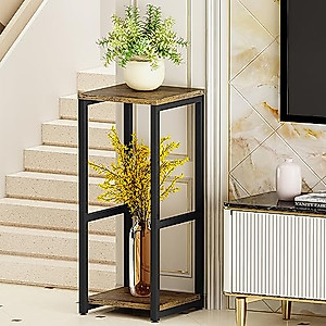 YIZAIJIA Plant Stand Indoor Corner Tall 2 Tier Metal Modern Flower Storage Plant Shelf Holder for Living Room Balcony Garden,Black (2 Tier-Black)