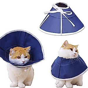 Soft Cloth Cat Cone Collar for Cats Kitten, Recovery Elizabethan Cone for Cat After Surgery, Adjustable E Cone Collar Loops,Cat Anti Licking Protective Wound Healing Collar (M)
