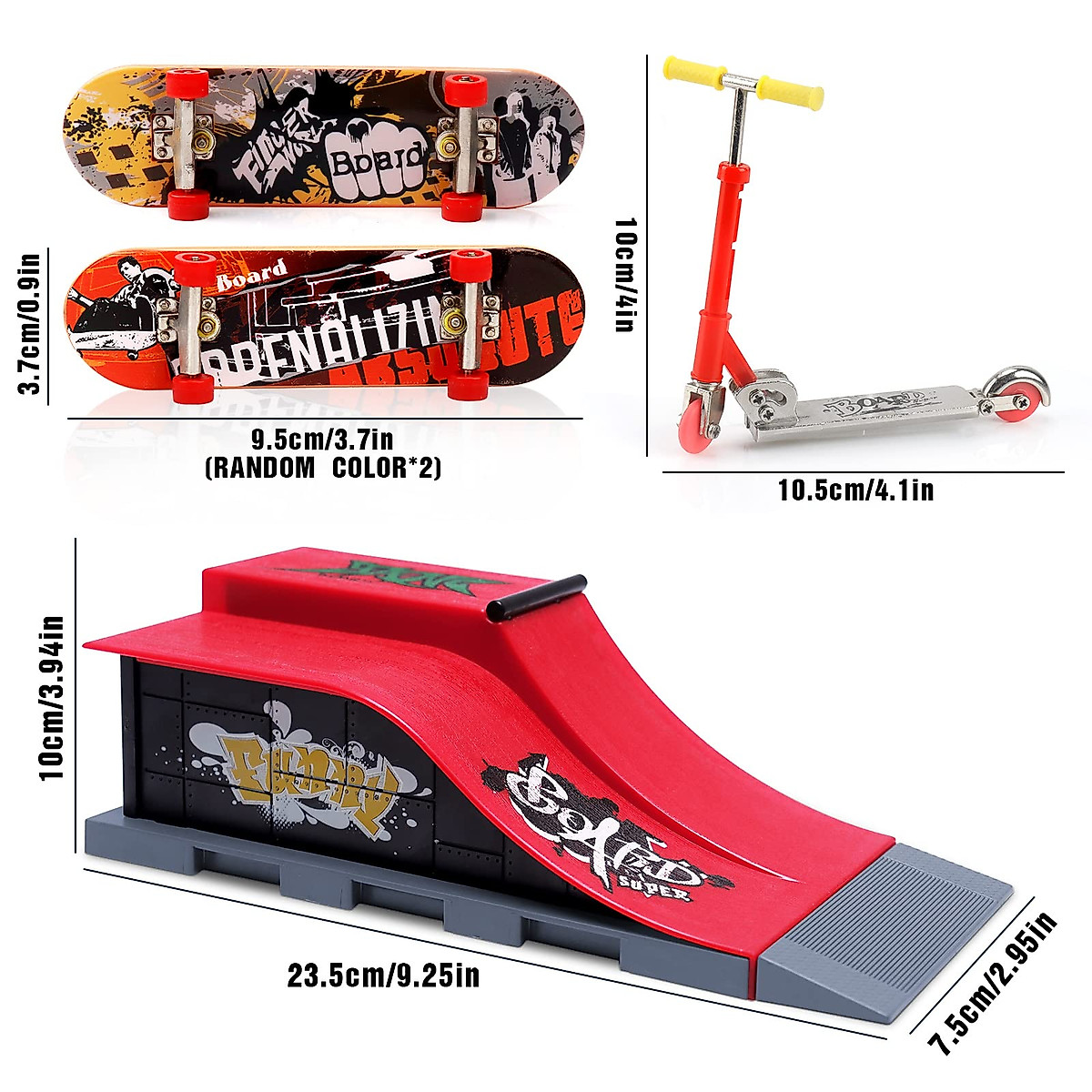 EPOGG Mini Finger Skateboard Ramp Set, Skate Park Kit Ramp with Tools for Fingerboards Training Props Interactive Freestyle Skate Game, Finger Skateboards for Adults & Kids