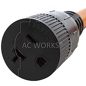 AC WORKS 50-Amp RV/ Range/ Generator 14-50 Piggy-Back Plug Adapter (to 15/20-Amp Household)
