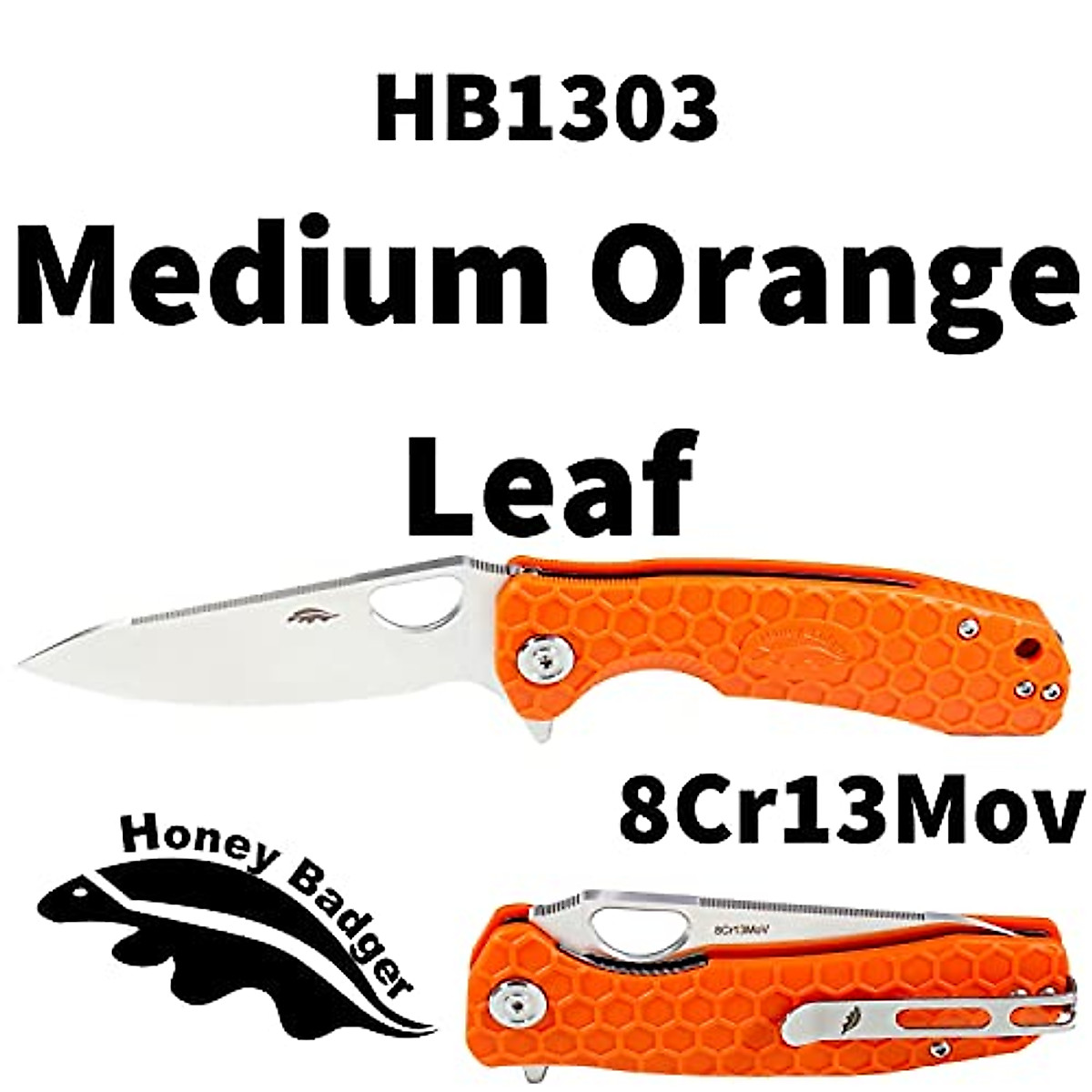 Honey Badger Leaf Pocket Knife for Men and Women - Folding Pocket Knife with Clip, Mini Folding Knife, Multitool Knife, Outdoor Camping Knife, Small Pocket Knife, Lightweight Pocket Knife - Medium Orange