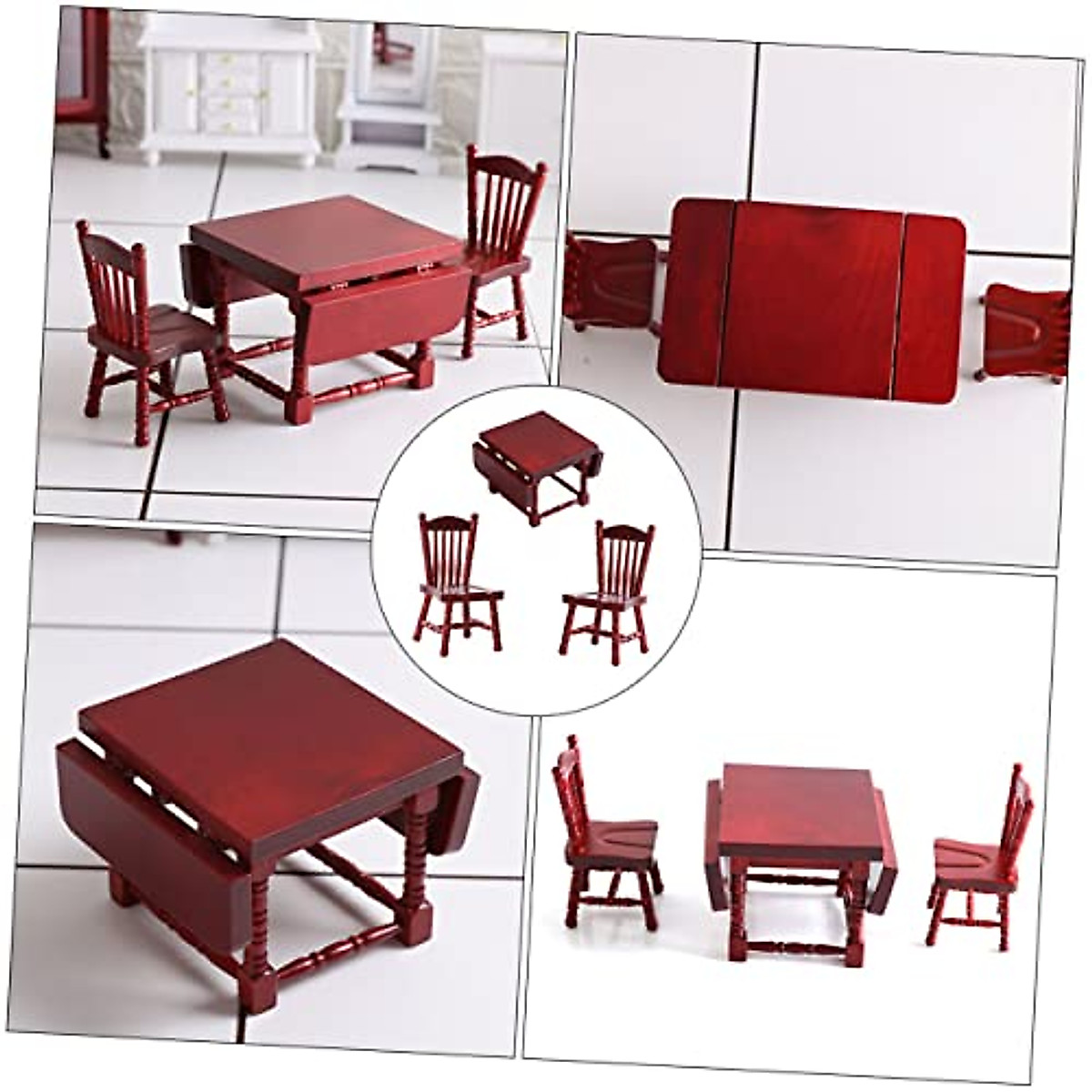 Housoutil 1 Set Folding Table and Chair Set Book Shelf Decor Kids Folding Table and Chairs Kids Mini Toys Mini Living Room Set Furniture Sets Dollhouse Furniture Set Mini Desk Furniture