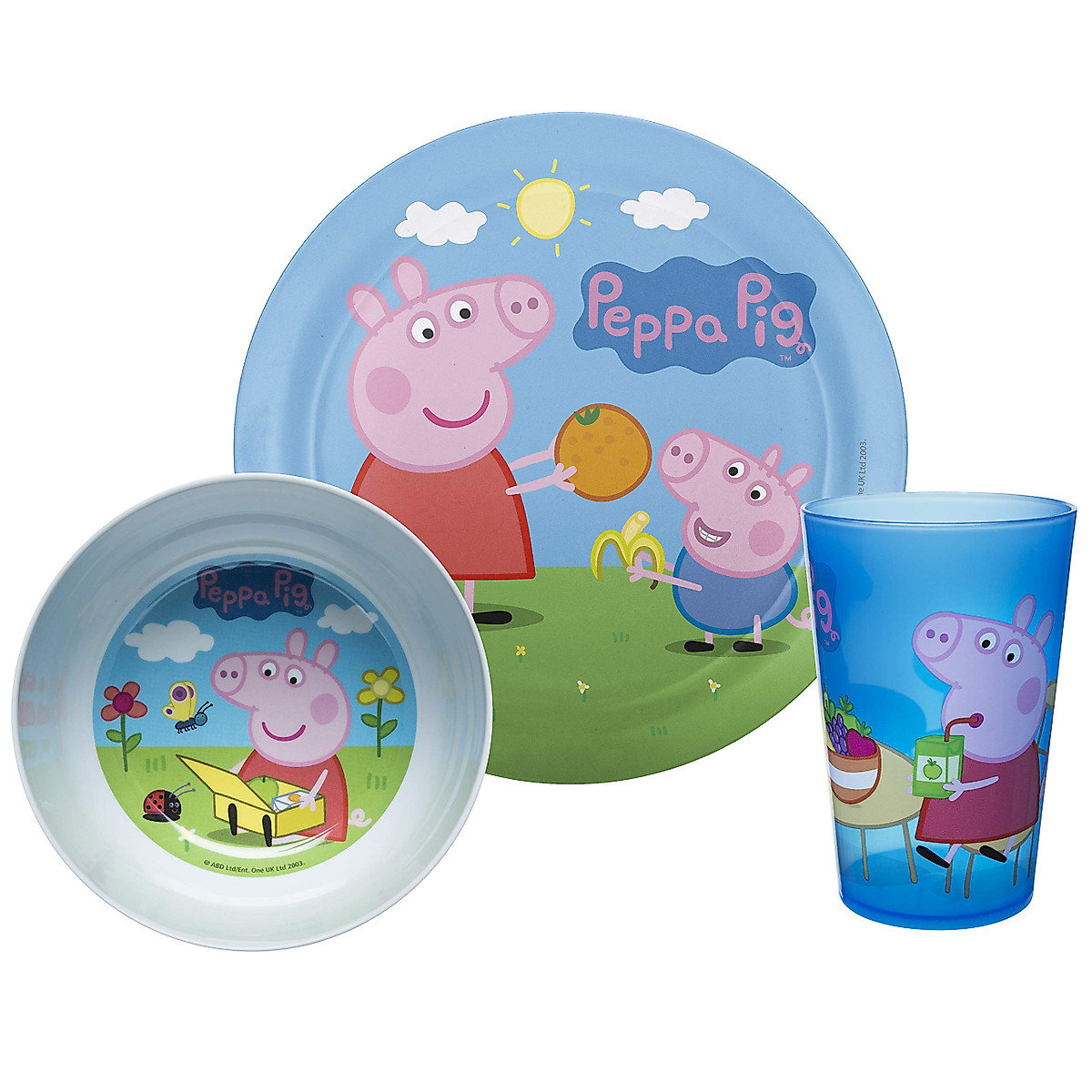 zak! 5-Piece Dinnerware Set, Peppa Pig - Durable Plastic & Stainless Steel - Includes Tumbler, 8-Inch Plate, 6-Inch Bowl, Fork & Spoon - Suitable for Kids Ages 3+