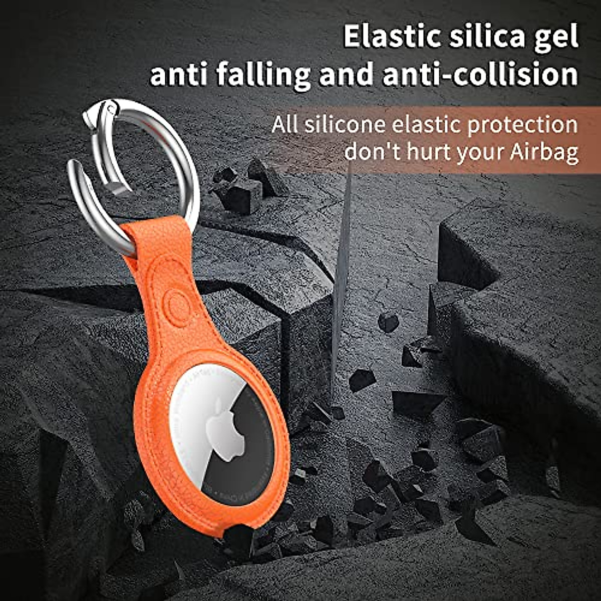 TPU Protective Cover for Apple AirTag Phone Finder Case Tracker with Keychain Ring, 2021 Bluetooth AirTag Anti Lost Case Holder Pendant for Pets,Keys,Backpacks,Luggage Bags (Orange)