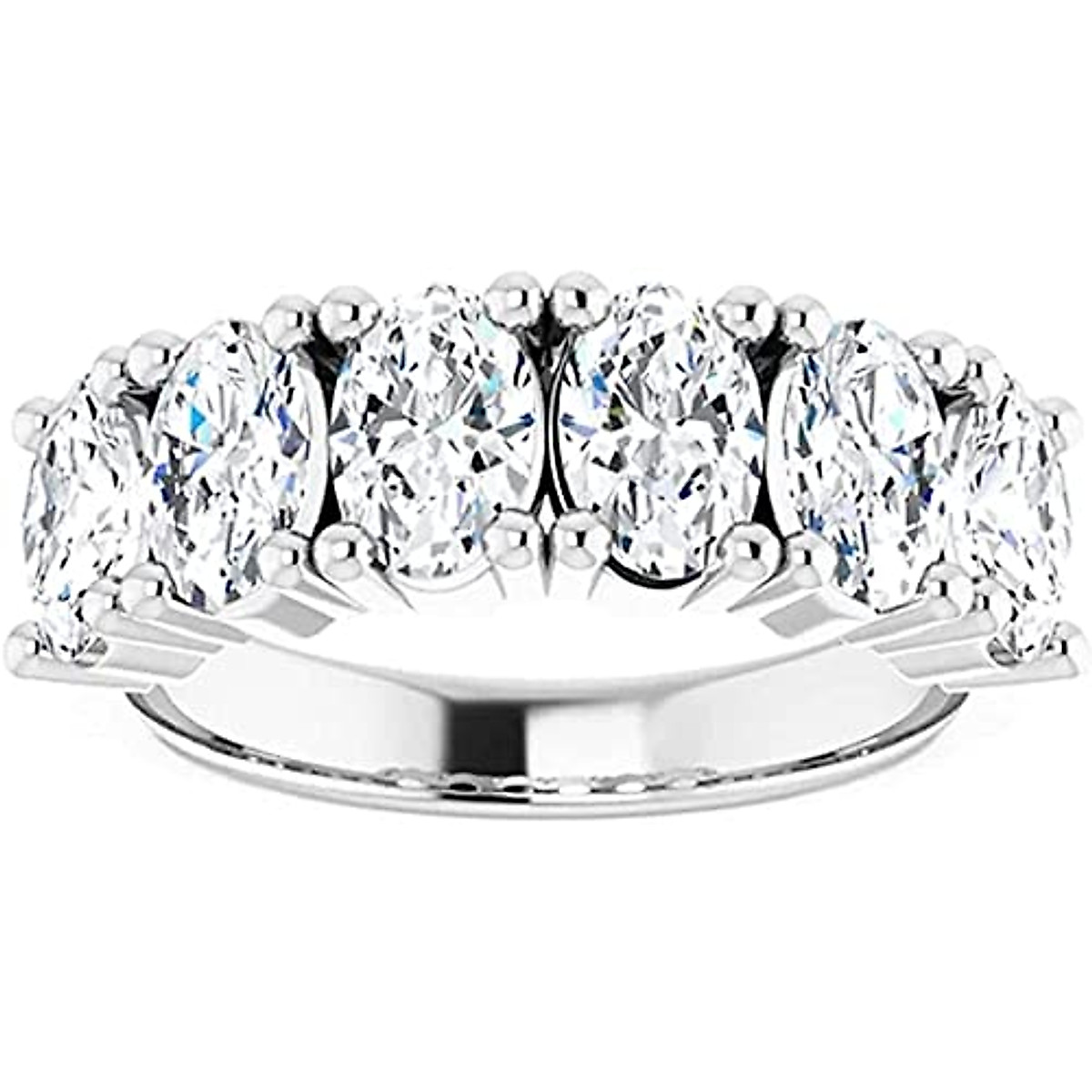 Moissanite World Touch of Paradise Bold Eternity Wedding Band,Oval Cut 6.00CT,VVS1 Clarity, Colorless Moissanite, 925 Sterling Silver, Engagement Ring, Wedding Gift, Perfact for Gift (6.5)