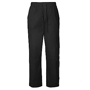 WDIRARA Men's Drawstring Waist Streetwear Long Cargo Pants with Pockets Black M