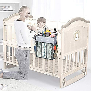 Hanging Nursery Organizer and Baby Diaper Caddy, Selbor Diapers Stacker Storage Bag for Changing Table, Crib, Playard or Wall - Nursery Organization & Baby Shower Gifts for Newborn (Elephant)