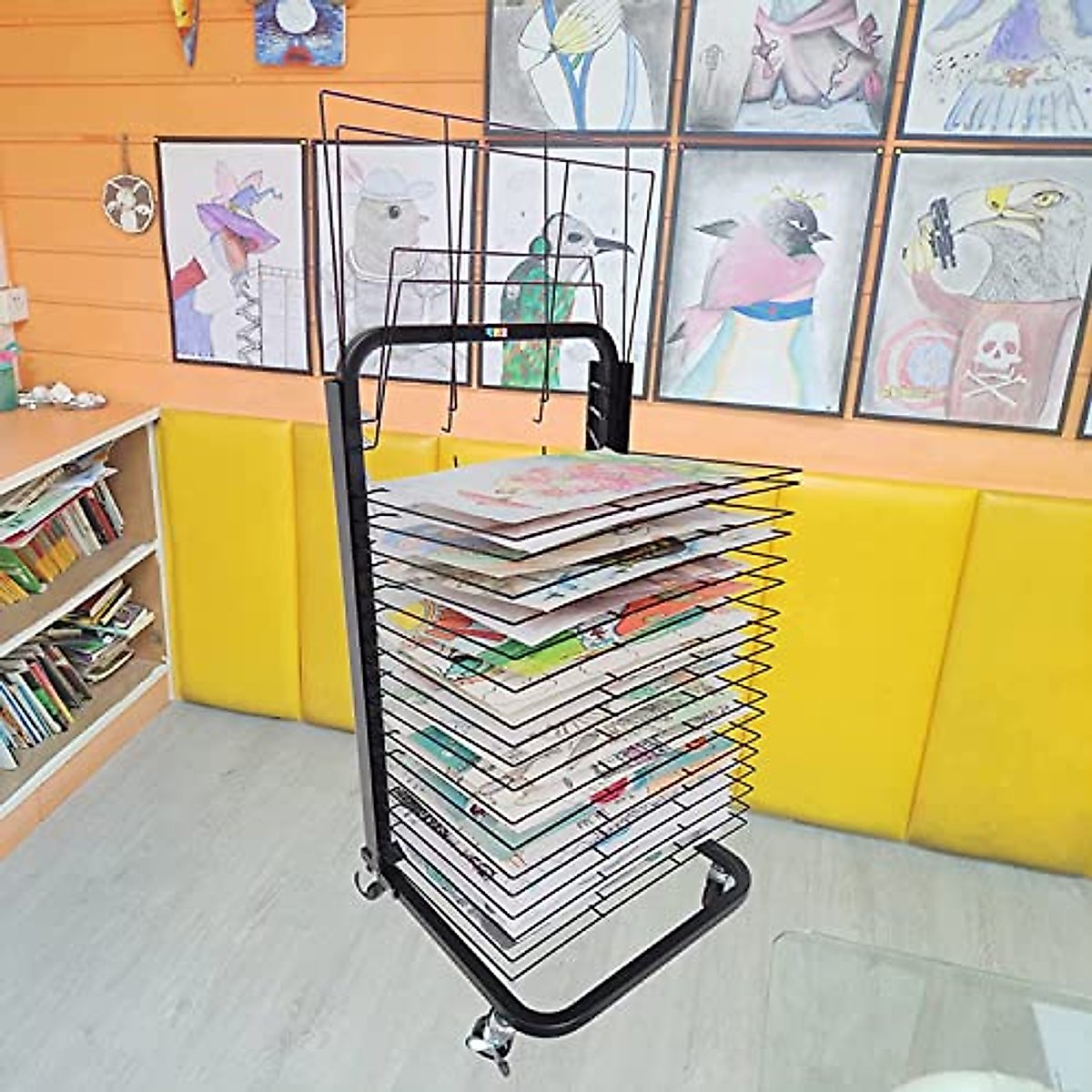 Ewatchaccessories Art Drying Rack, Solid Mobile Art Drying Rack with Wire Shelves for Works of Art Classrooms Studios and Home Use, Black Powder Coated Finish.Drying & Print Racks (Size : 20-Layer)