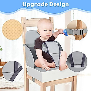 Toddler Booster Seat for Dining Table, PU Waterproof Strong Support Portable Booster Chair for Toddlers Eating, Easy Cleaning Booster Seat Cushion Detachable with Fix Straps