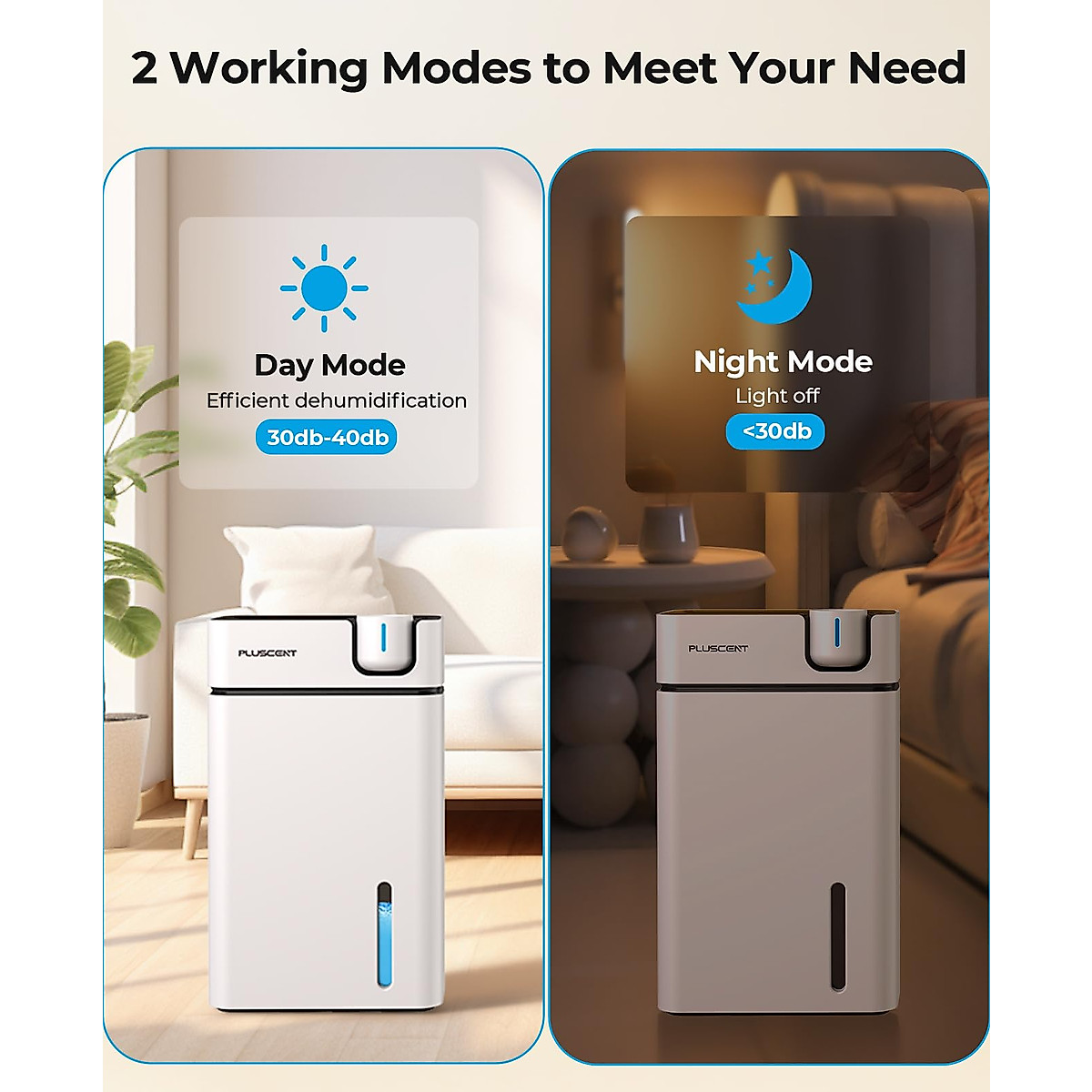 Dehumidifier, PLUSCENT 1000 Sq. Ft. Dehumidifiers for Home, 88 OZ Dehumidifier for Basement Bedroom Bathroom RV and Closet with Drain Hose, Auto Defrost, Auto Shut Off, Sleep Mode, 7 Colors LED Light