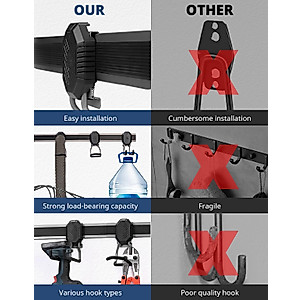 DEERFAMY 4 Pack Garage Storage Organization, Heavy Duty Wall Mount Garage Tool Organizer Support 66lbs, For Organizer Garden Yard Tool, Bikes