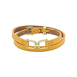 Fossil Women's Heritage D-Link Yellow Leather Bracelet, Color: Yellow (Model: JF04439710)