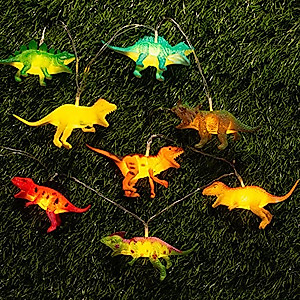 Battery Operated String Lights, Romantic Decorations Warm White Light LED Dinosaur String Lights IP43 Waterproof for Homes for Children for Gardens