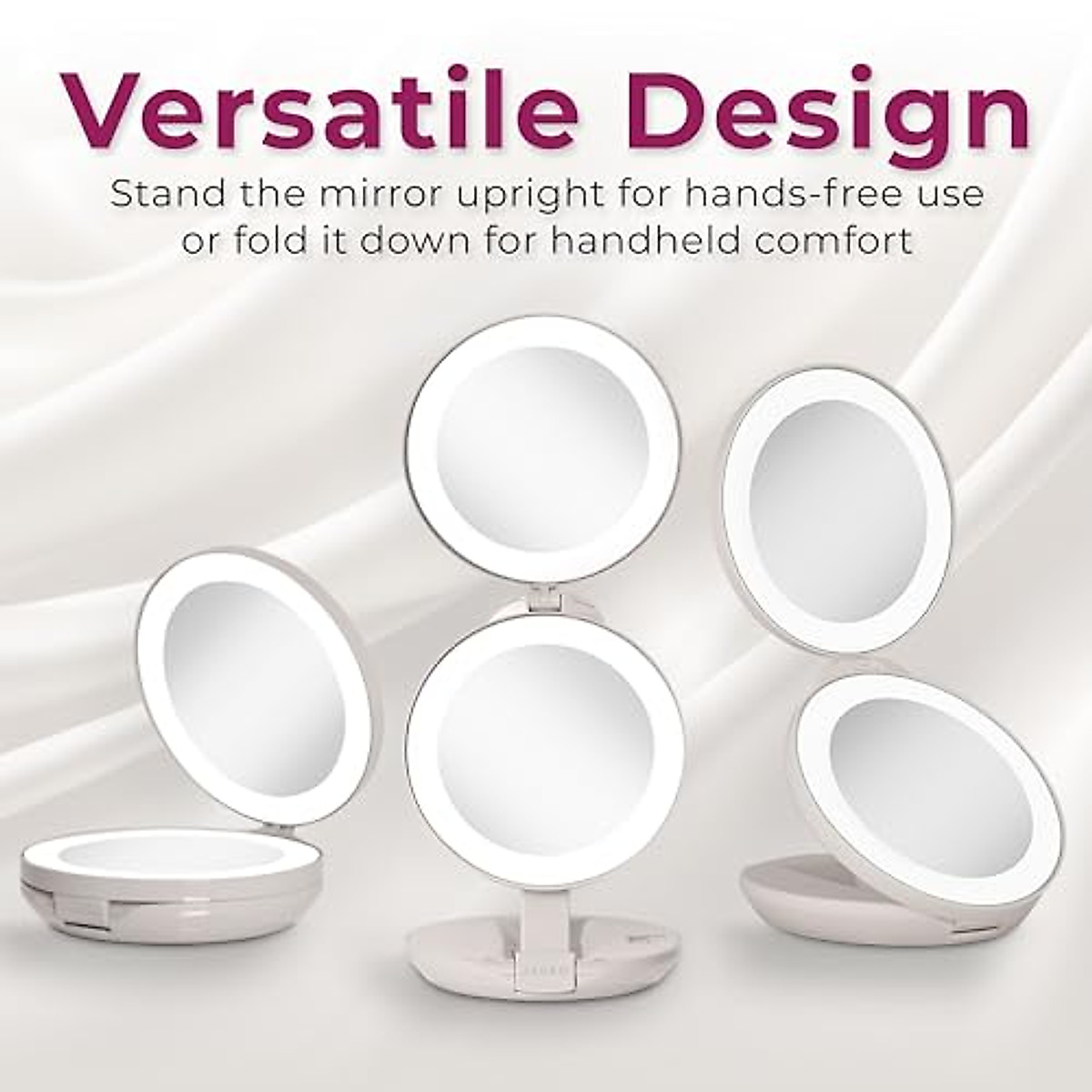 Zadro 4.5" Round LED Compact Mirror 10X/1X Travel Mirror with Lights and Magnification 3 AAA batteries LED Makeup Mirror