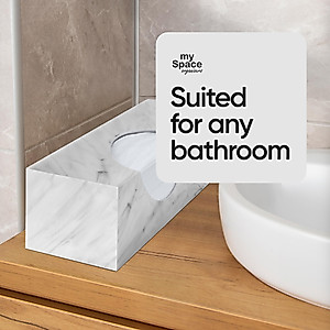 Tissue Box Cover Rectangle - Tissue Box Holder Rectangular - Compatible with Puffs - Acrylic Marble Bathroom Accessories Decor