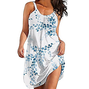UQGHQO Work Dresses for Women 2023 Women's 2023 Summer Boho Floral Print Square Neck Ruffle Swing Beach Long Maxi Dress