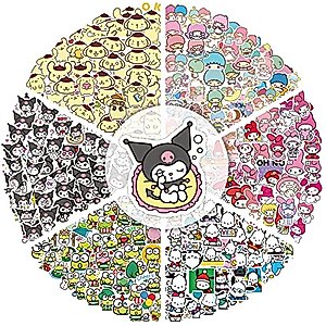 Kawaii Cartoon Stickers 300PCS, Waterproof Stickers Laptop Water Bottles Phone Luggage Stickers for Kids Teens Girls Adults