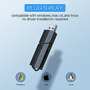 SmartQ C307 SD Card Reader Portable USB 3.0 Flash Memory Card Adapter Hub for SD, Micro SD, SDXC, SDHC, MMC, Micro SDXC, Micro SDHC, UHS-I for Mac, Windows, Linux, Chrome, PC, Laptop, Switch (Single)
