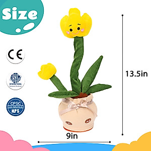 Cuteoy Talking Tulips Plush Toy Repeats What You Say Dancing Walking Mimicking Twisting Stuffed Animal Musical Electric Interative Christmas Birthday Girls Boys Flowers Gifts